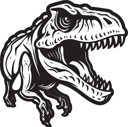 Mesozoic majesty t rex skeleton emblem Royalty Free Vector
