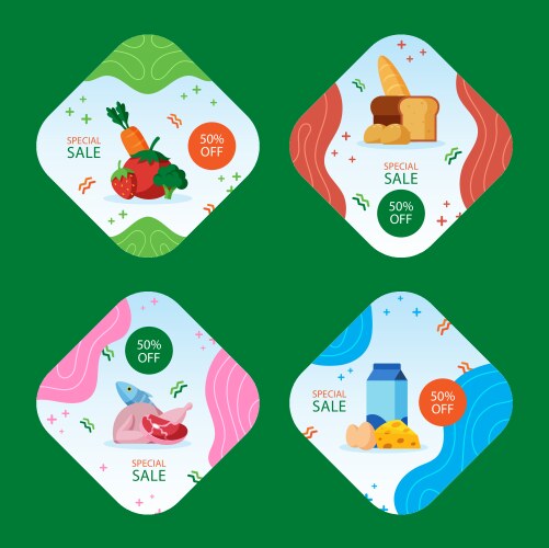 Gradient supermarket labels template Royalty Free Vector