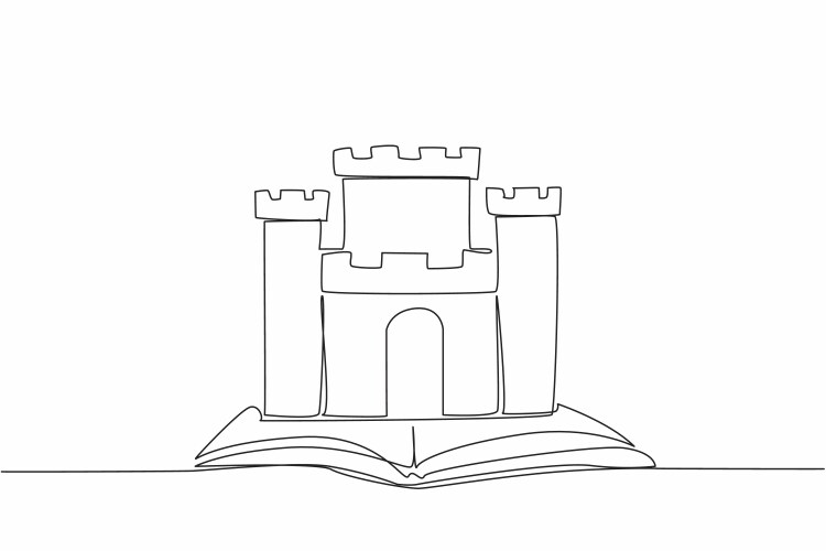 Single continuous line drawing castle on open Vector Image