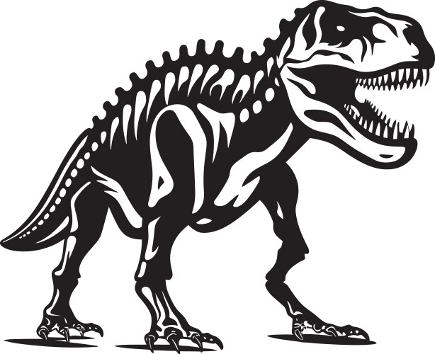 Mesozoic majesty t rex skeleton emblem Royalty Free Vector