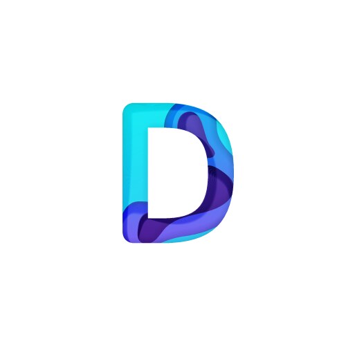 Paper cut letter d realistic 3d multi layers Vector Image