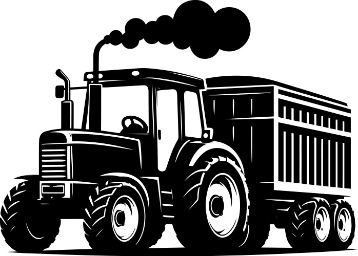 Tractor silhouette isolated on a white background Vector Image