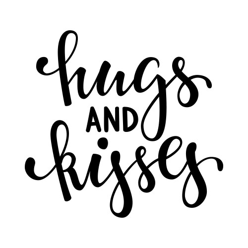 Hugs and kisses - hand lettering inscription text Vector Image
