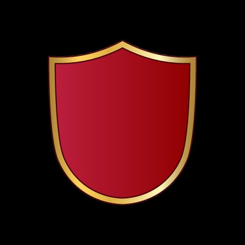 Shield gold red icon shape emblem Royalty Free Vector Image