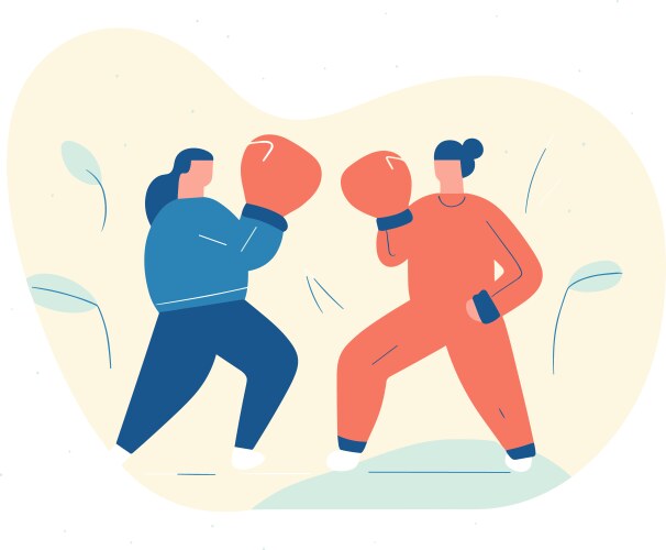 Two cartoon boxers in a fight stance ready Vector Image