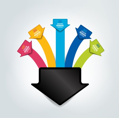 4 arrows merging into one point infographics Vector Image