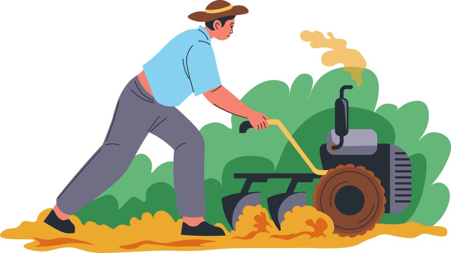 Farmer plowing field with horse Royalty Free Vector Image