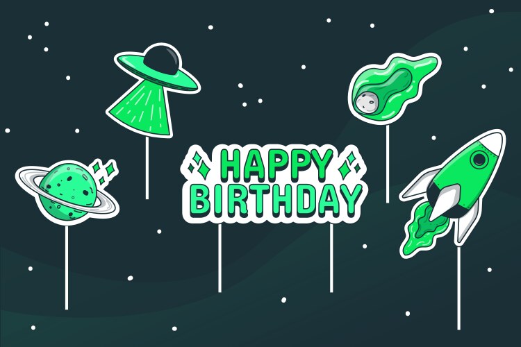 Hand drawn cake topper collection Royalty Free Vector Image