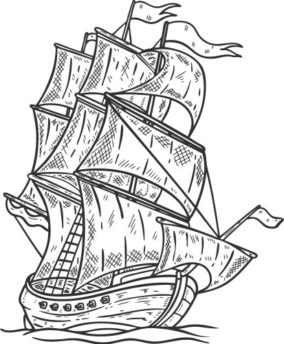 Pirate Ship Line Drawing Vector Images (over 2,100)