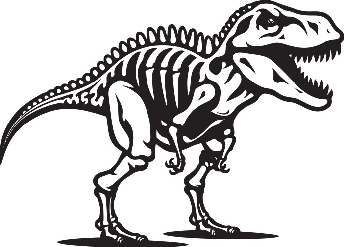 Mesozoic majesty t rex skeleton emblem Royalty Free Vector