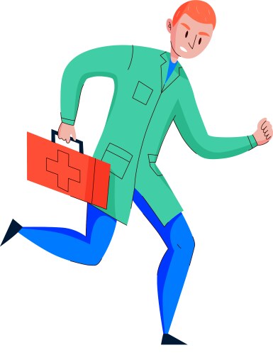 Cartoon running man in clothes of a doctor Vector Image