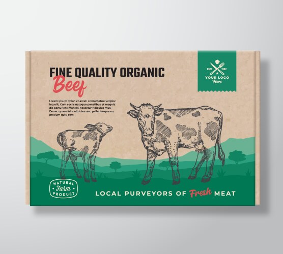 Fine quality organic meat packaging label Vector Image