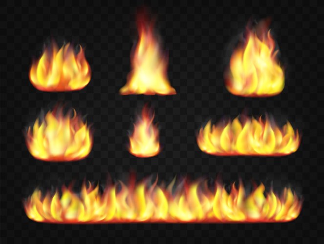 Round frames with fire burning rings flame Vector Image
