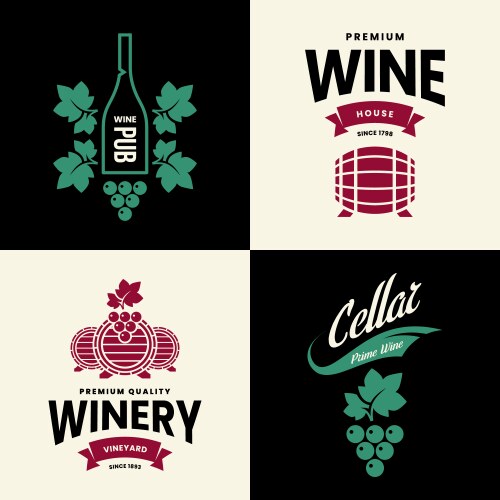 Modern wine isolated logo collection for tavern Vector Image