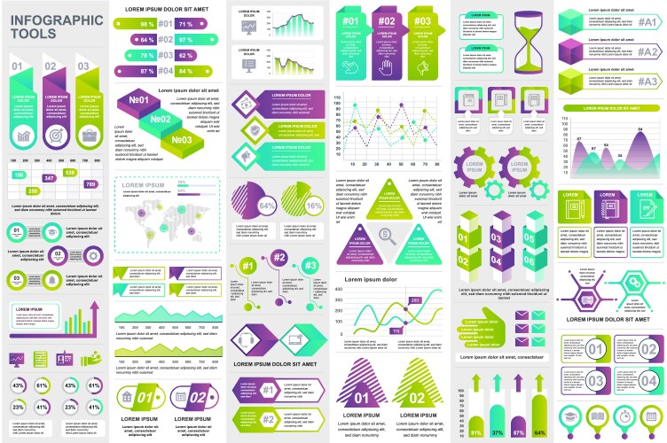Bundle infographic elements data visualization Vector Image