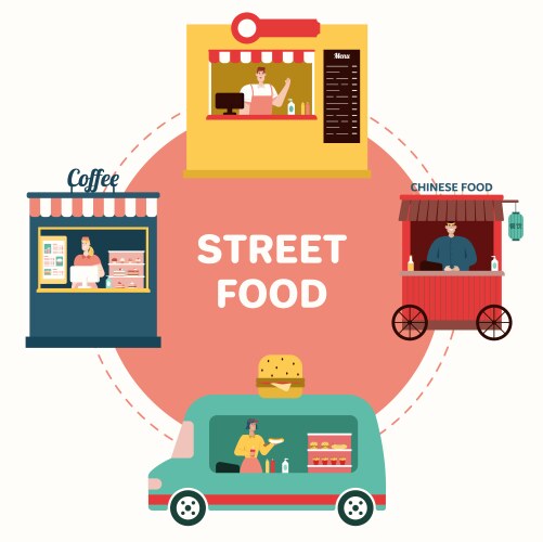 Take away food isolated cartoon Royalty Free Vector Image