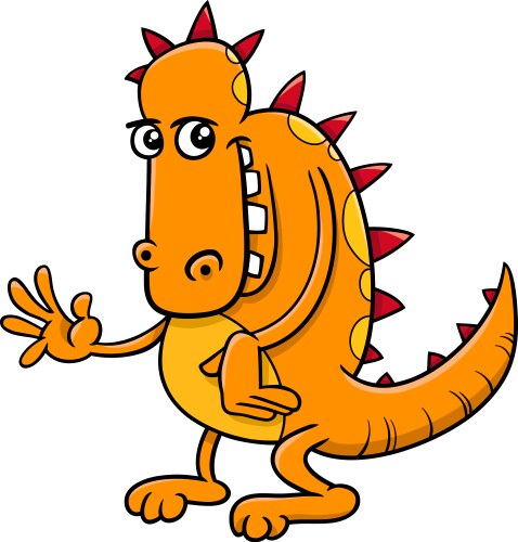 Cute dragon back flat Royalty Free Vector Image