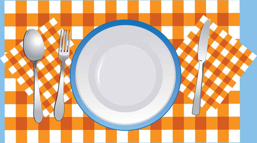Table place setting on red Royalty Free Vector Image