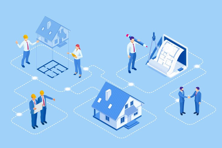 Isometric construction project management Vector Image
