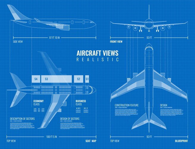 Airplane Blueprint Vector Images (over 710)