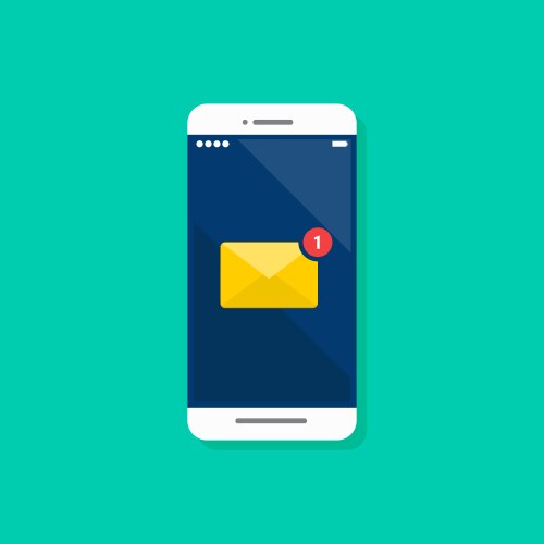 Smartphone displaying new email notification icon Vector Image