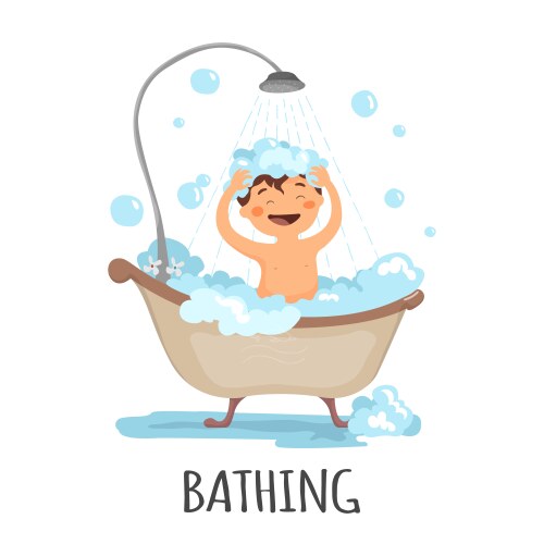 Cartoon child taking a bath Royalty Free Vector Image