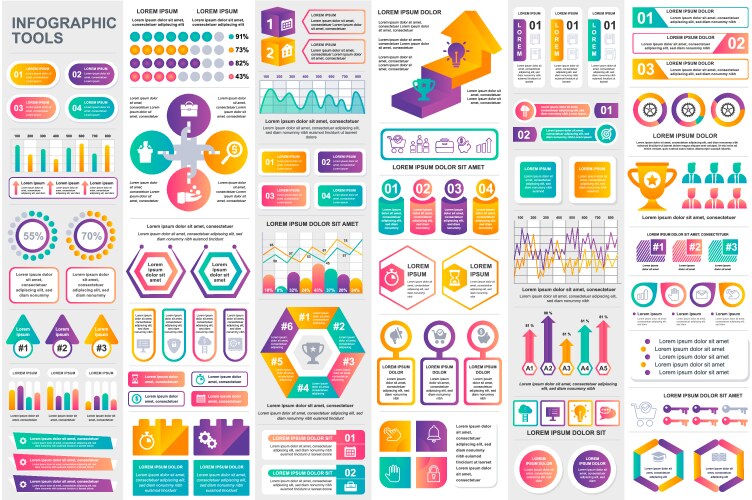 Bundle infographic elements data visualization Vector Image