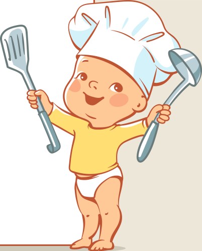 Little girl feed boy with spoon toy food Vector Image