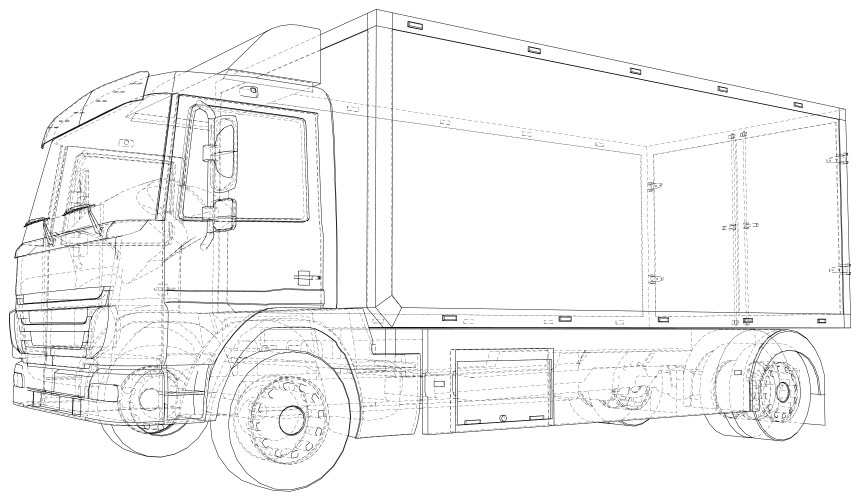 Wire-frame commercial cargo van the layers Vector Image