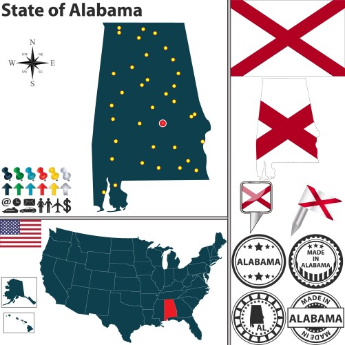Simple city map of montgomery alabama usa Vector Image