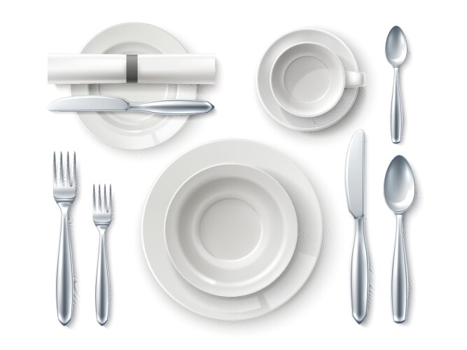 Table place setting on red Royalty Free Vector Image