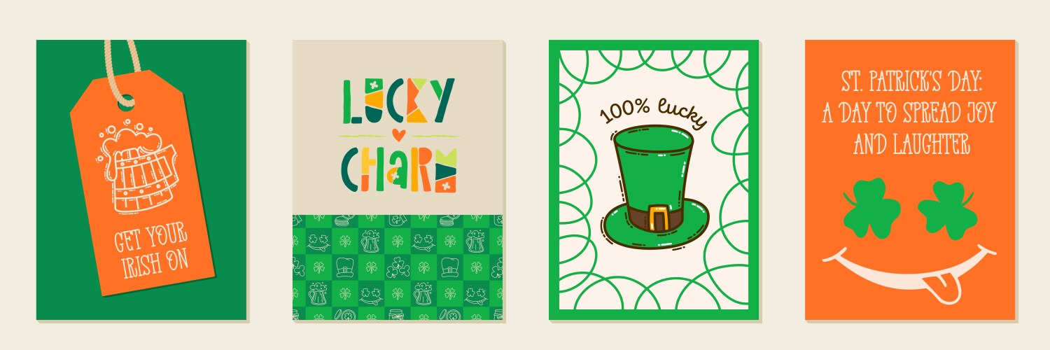 St patricks day printable poster set in doodle Vector Image