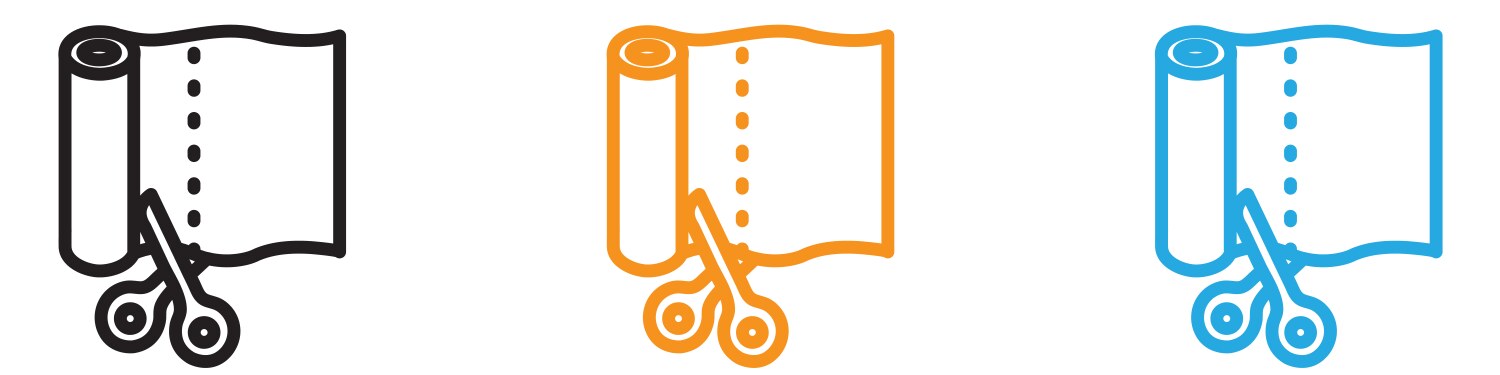 Cut roll of fabric logo sign set outline Vector Image