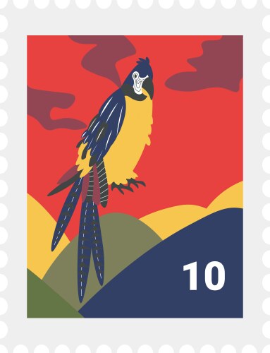 Parrot exotic bird on postal marking for envelopes