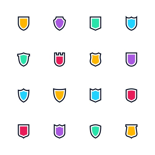 Shield icon set simple flat symbols guard Vector Image