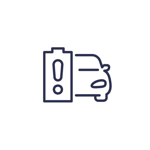 Car battery warning icon on white Royalty Free Vector Image