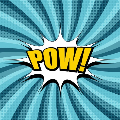 Pow splash bubble in color comic style Royalty Free Vector