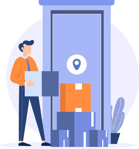 Delivery man shipment package boxes to rece Vector Image