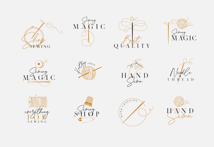 Lettering logo set sewing embroidery theme Vector Image