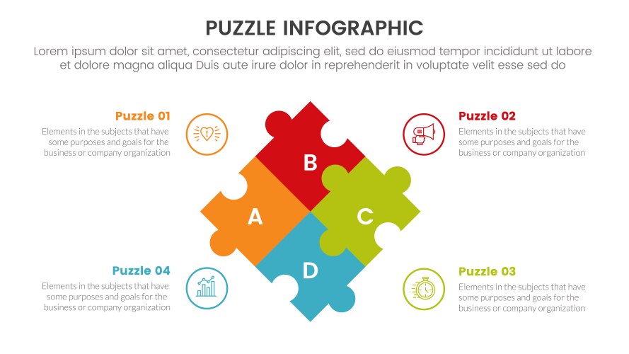 Puzzle jigsaw infographic 4 point stage template Vector Image