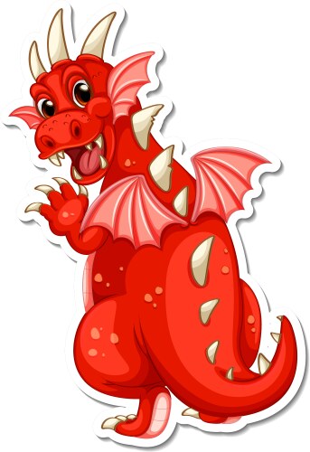 Little red dragon cartoon character funny animal Vector Image