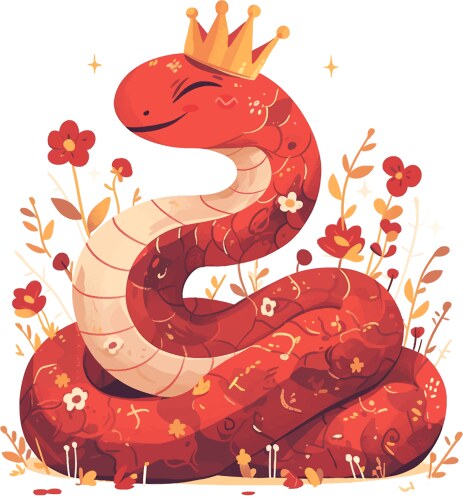 2025 a red snake with stars Royalty Free Vector Image