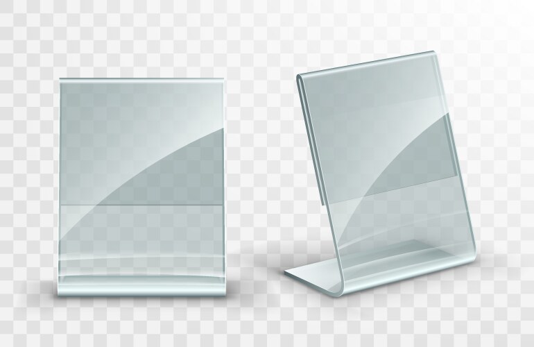 Acrylic glass stand mockup for advertising blank Vector Image
