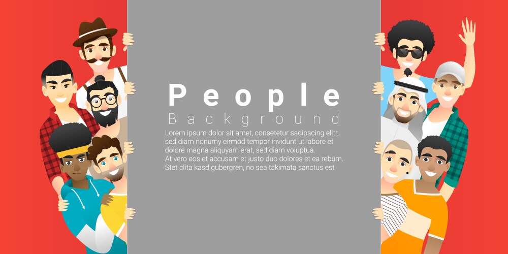 Group multi ethnic men holding empty board Vector Image