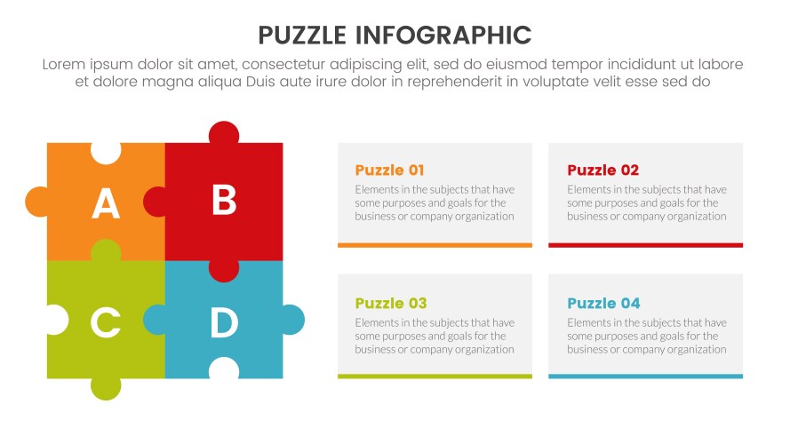 Puzzle jigsaw infographic 4 point stage template Vector Image