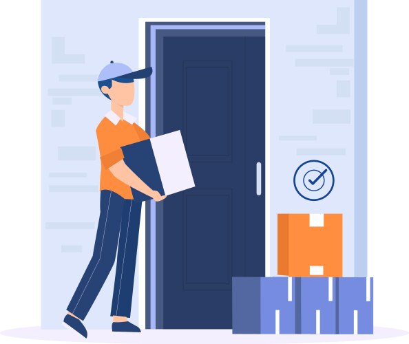 Delivery man shipment package boxes to rece Vector Image