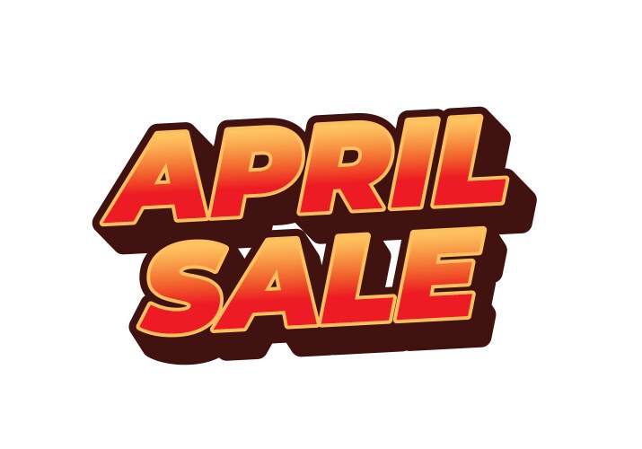 April sale text effect in 3 dimension style Vector Image