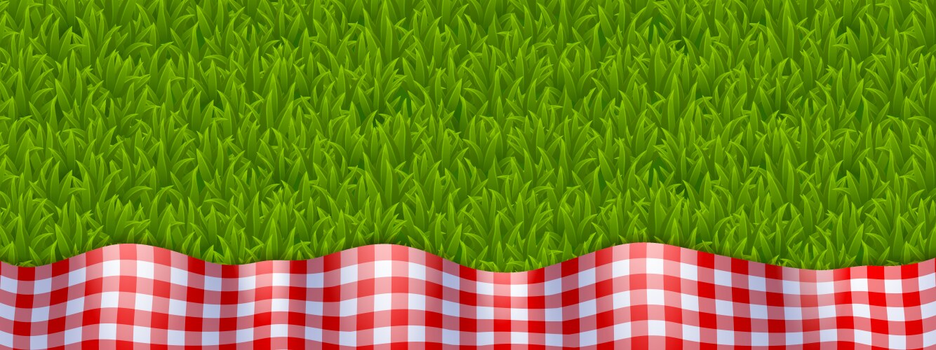 Wooden picnic table with tablecloth top view Vector Image