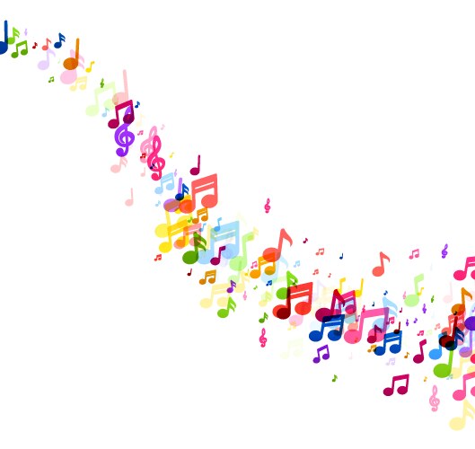 Colorful music notes in dynamic swirl Royalty Free Vector