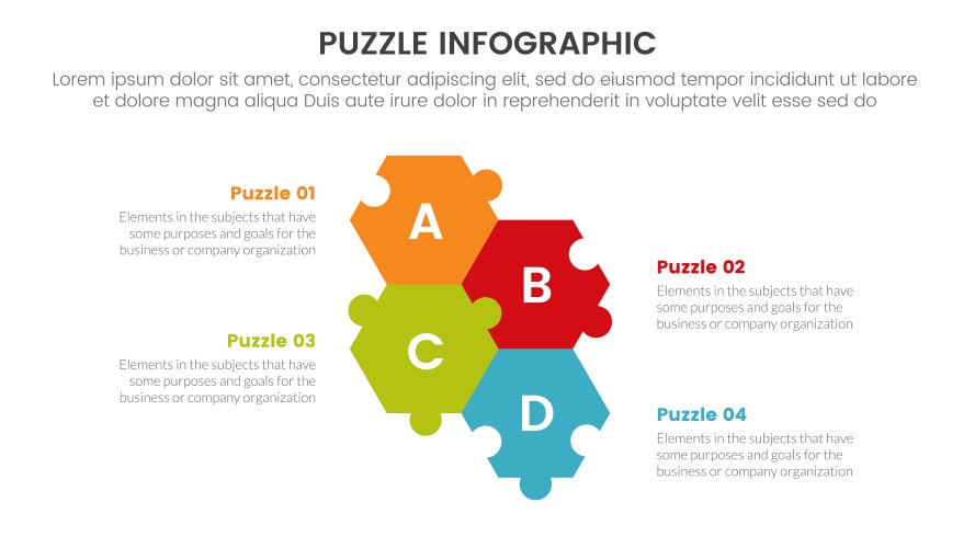 Puzzle jigsaw infographic 4 point stage template Vector Image